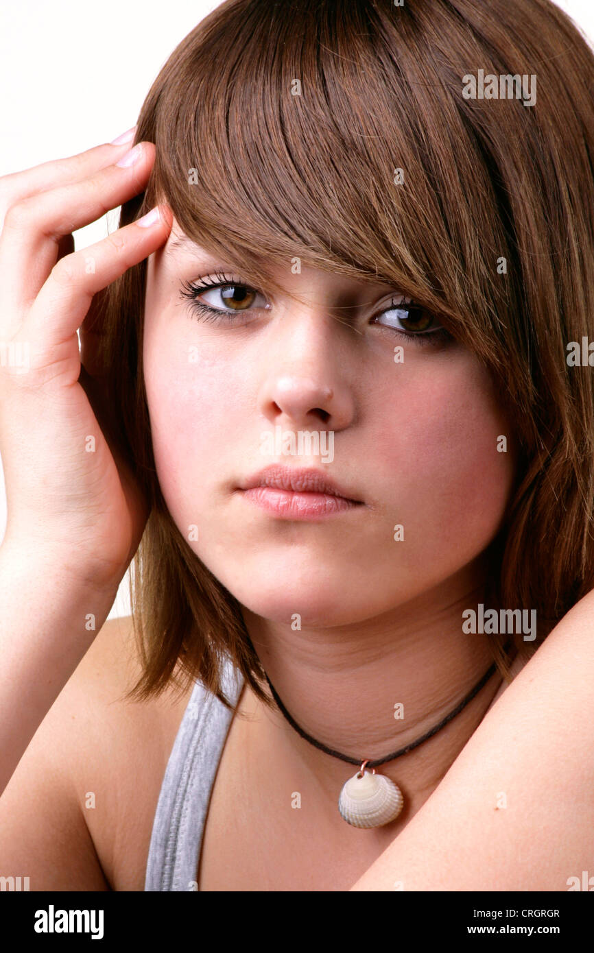 portrait of pretty thoughtful young woman Stock Photo - Alamy portrait of pretty thoughtful young woman Stock Photo - Alamy