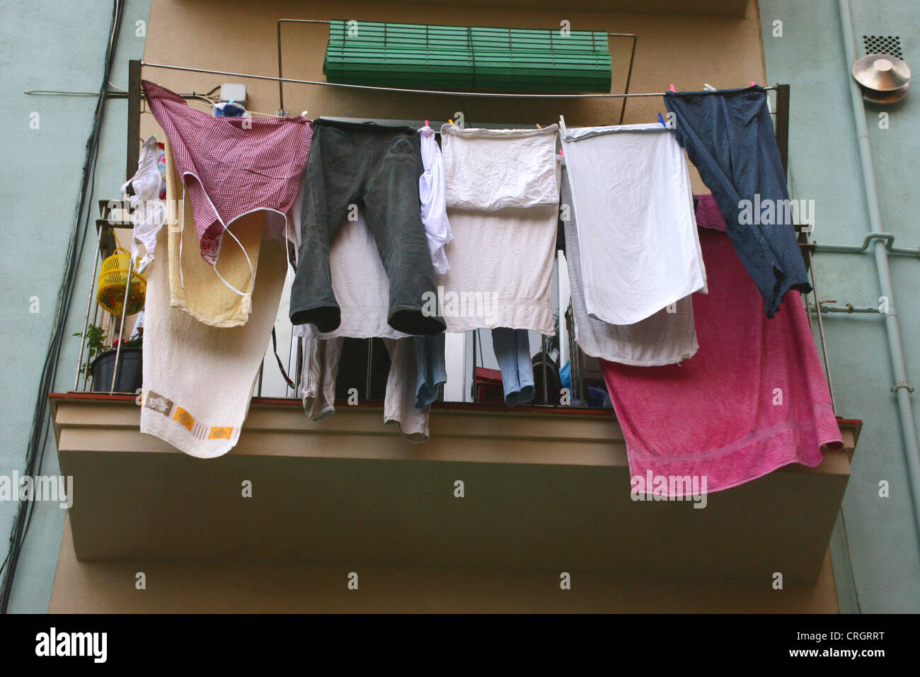 washing on the balcony Stock Photo - Alamy