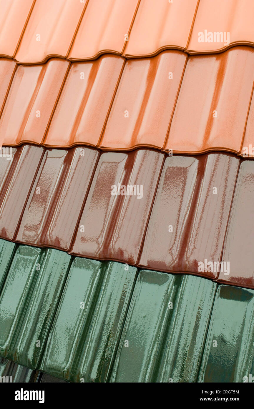 different couloured examples of roof tiles Stock Photo - Alamy
