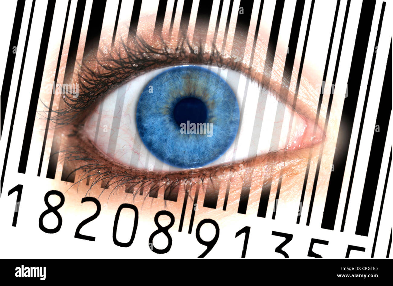 bar code framing a human eye Stock Photo - Alamy