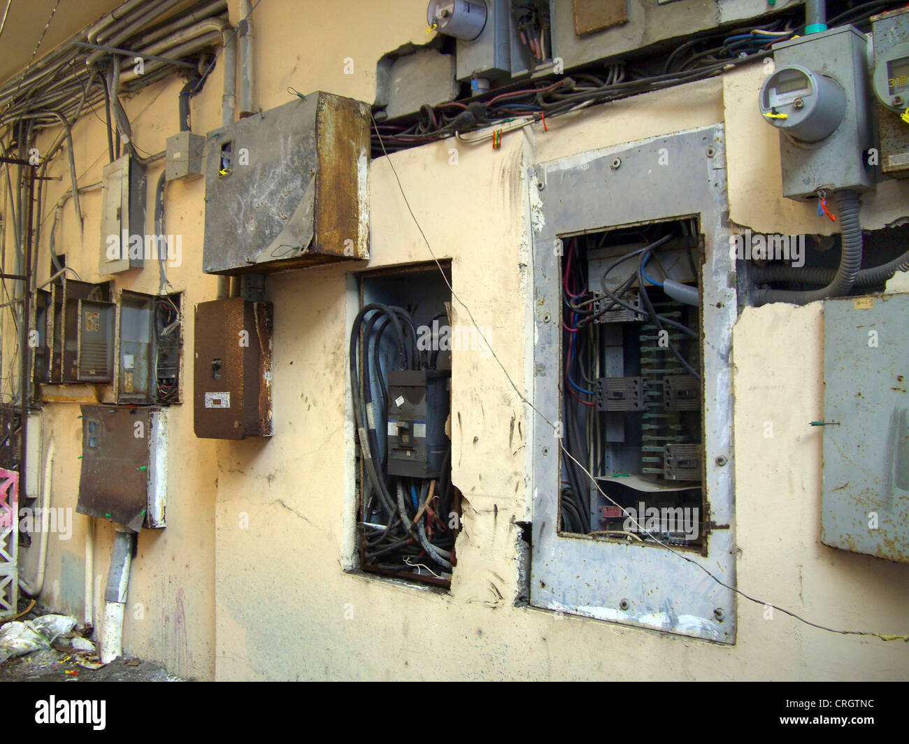 obsolete electrical connections, Panama, Colon Stock Photo - Alamy