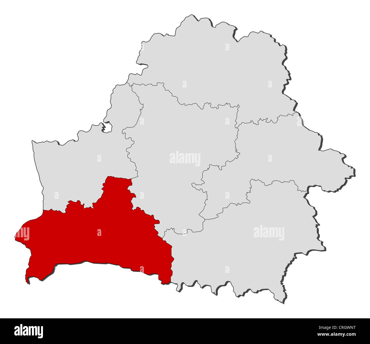 Political map of Belarus with the several provinces where Brest is ...