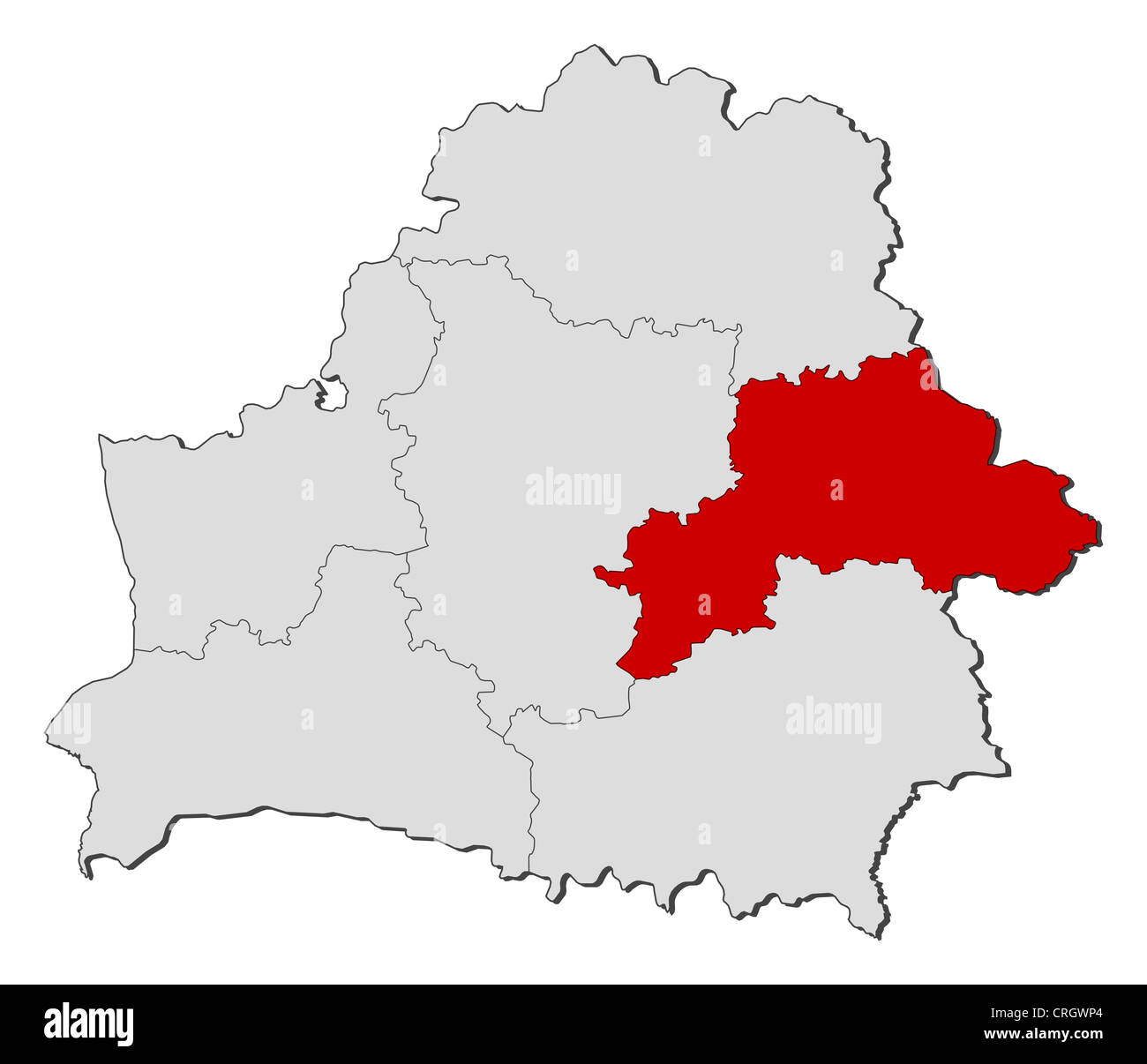 Political map of Belarus with the several provinces where Mogilev is ...