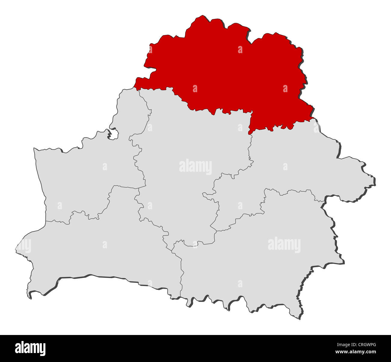 Political map of Belarus with the several provinces where Vitebsk is ...