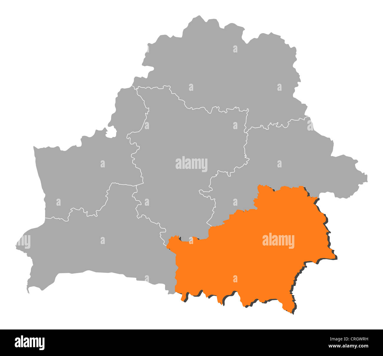 Political map of Belarus with the several provinces where Homiel is ...