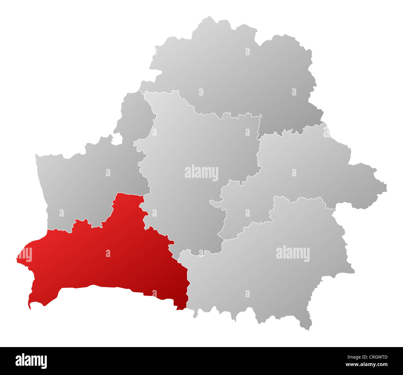 Political map of Belarus with the several provinces where Brest is ...