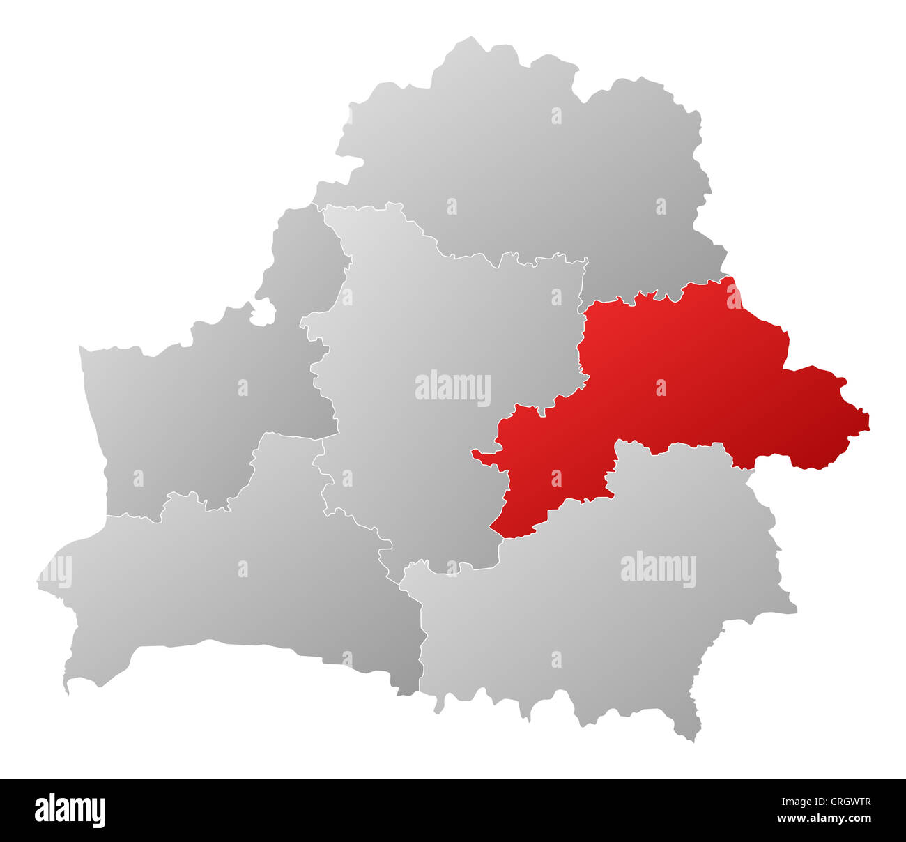 Political map of Belarus with the several provinces where Mogilev is ...