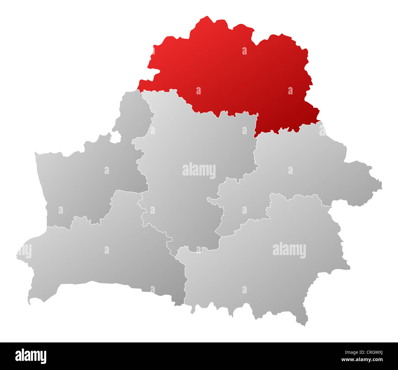 Political map of Belarus with the several provinces where Vitebsk is ...