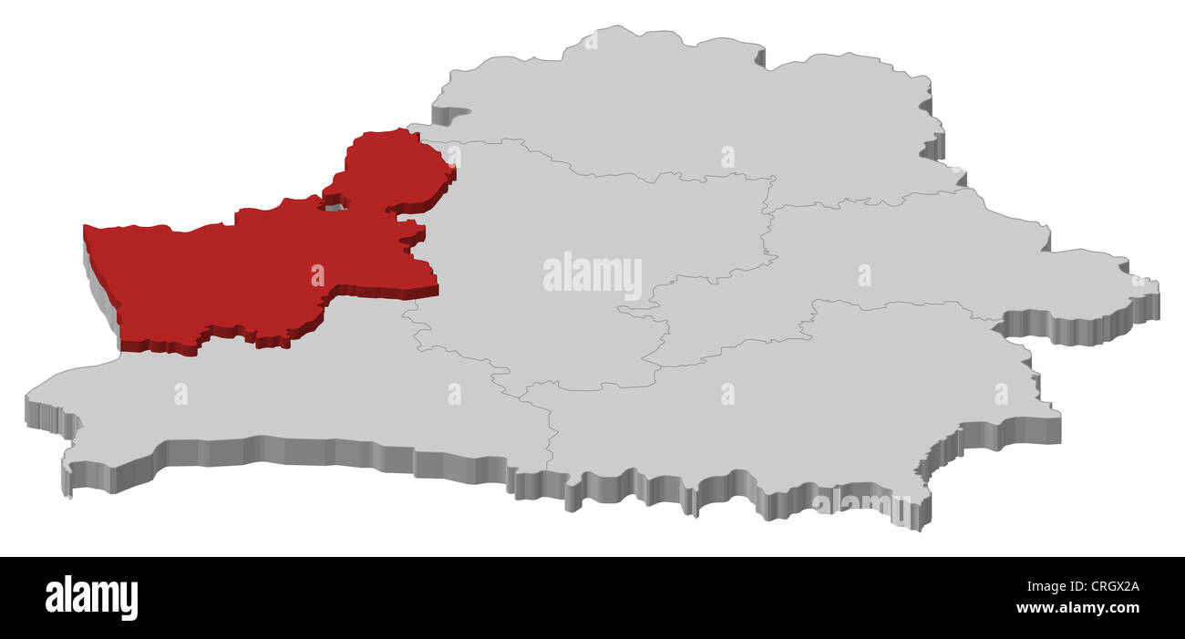 Political map of Belarus with the several provinces where Grodno is ...