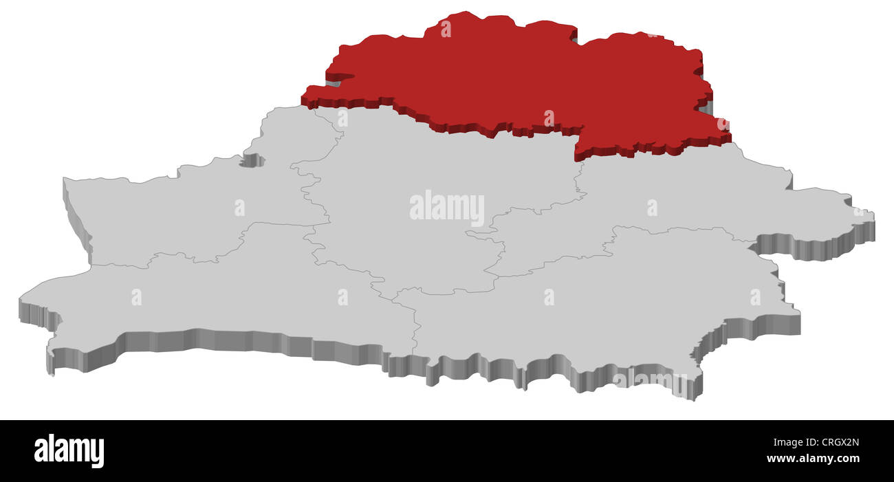 Political map of Belarus with the several provinces where Vitebsk is ...