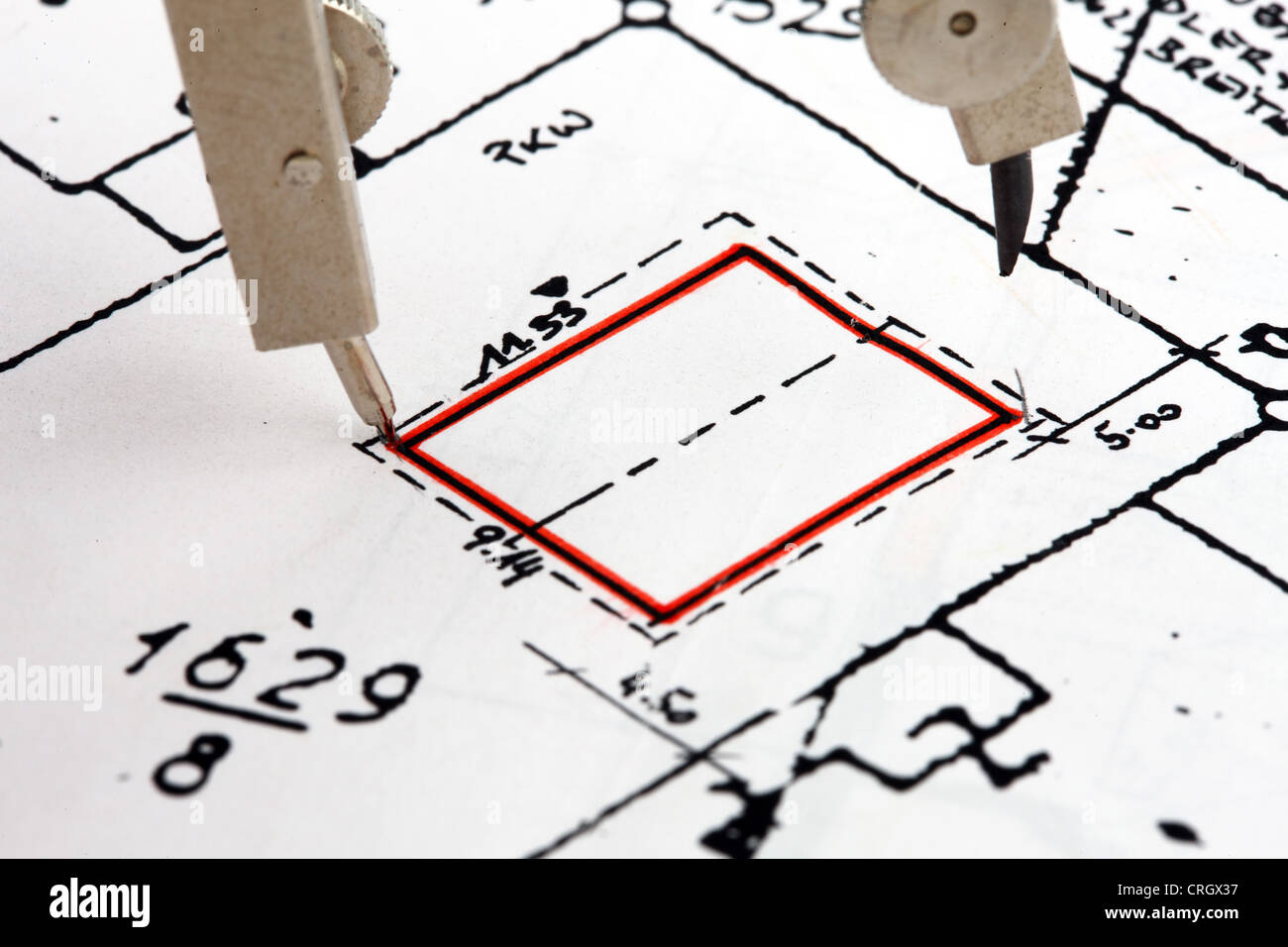 construction plan and pair of compasses Stock Photo - Alamy