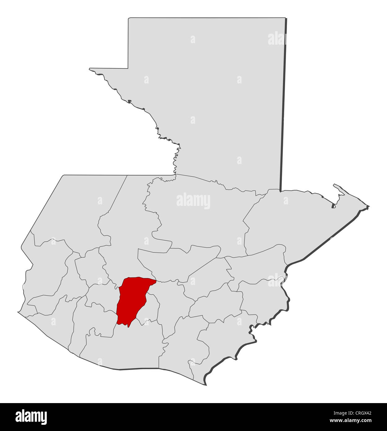 Political map of Guatemala with the several departments where ...