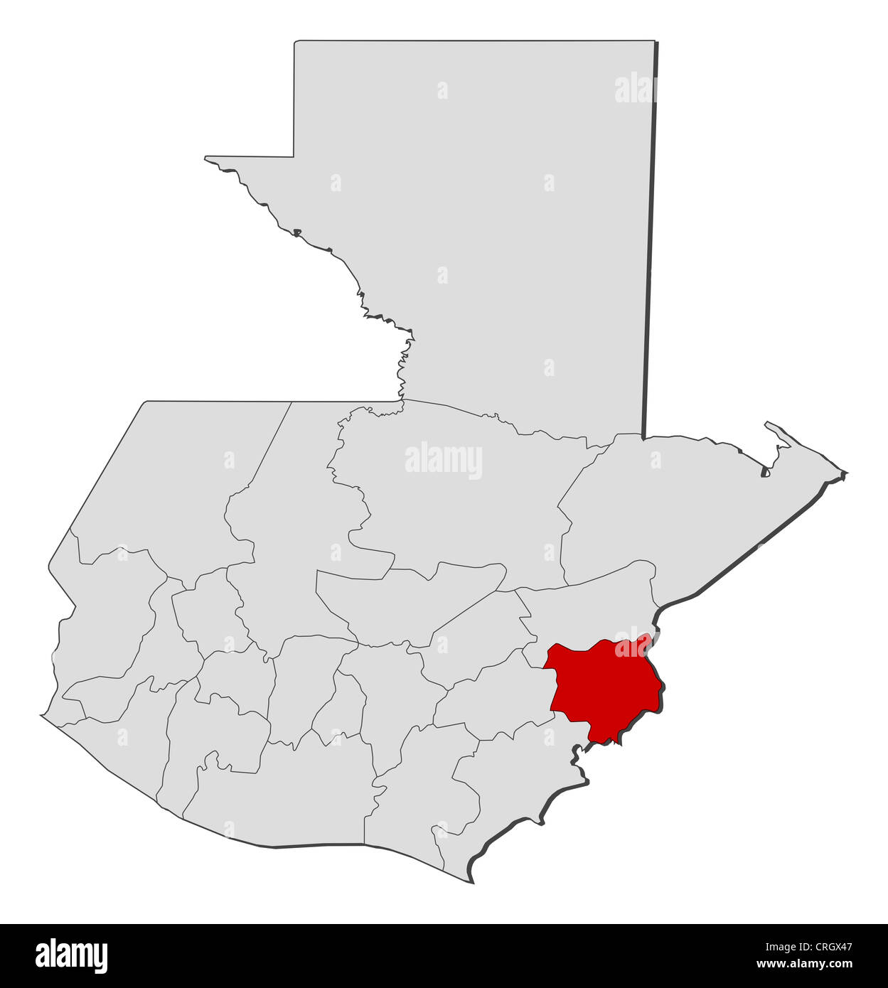 Political map of Guatemala with the several departments where ...