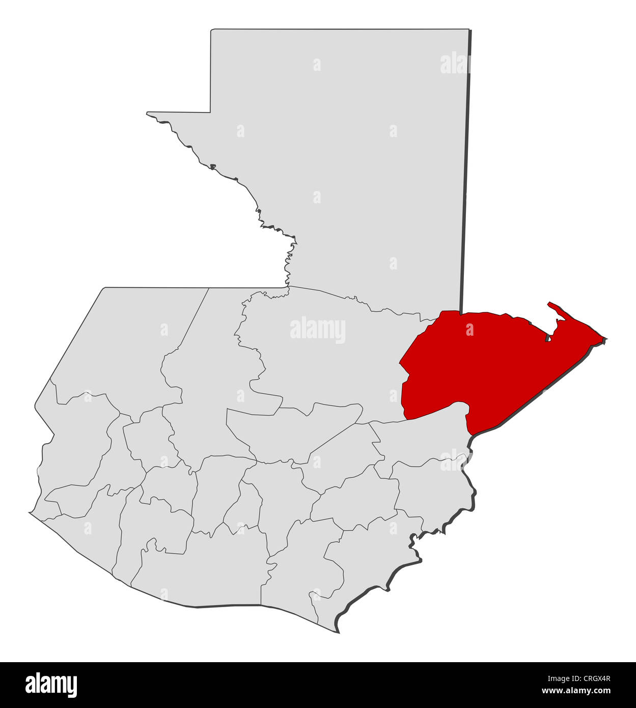 Political map of Guatemala with the several departments where Izabal is ...
