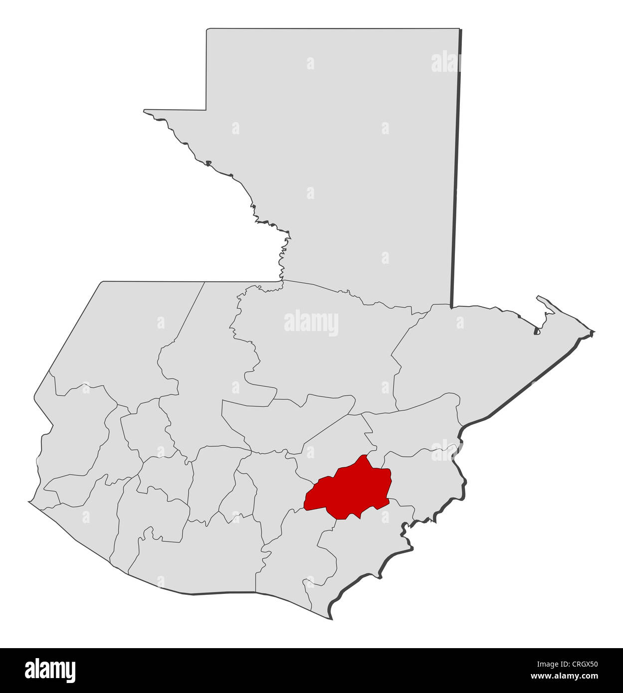 Political map of Guatemala with the several departments where Jalapa is ...
