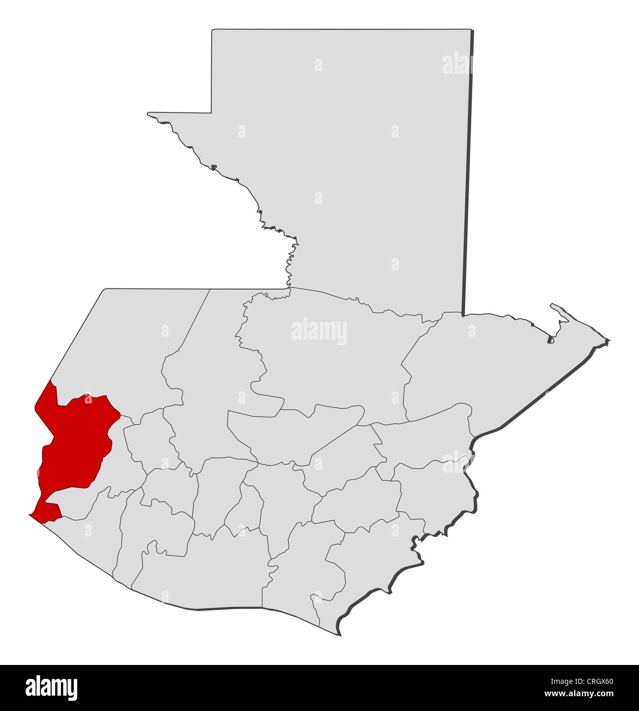 Political map of Guatemala with the several departments where San ...