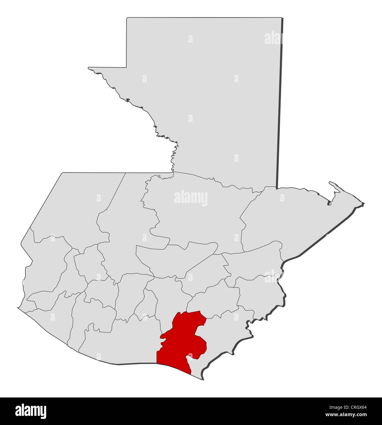 Political map of Guatemala with the several departments where Santa ...