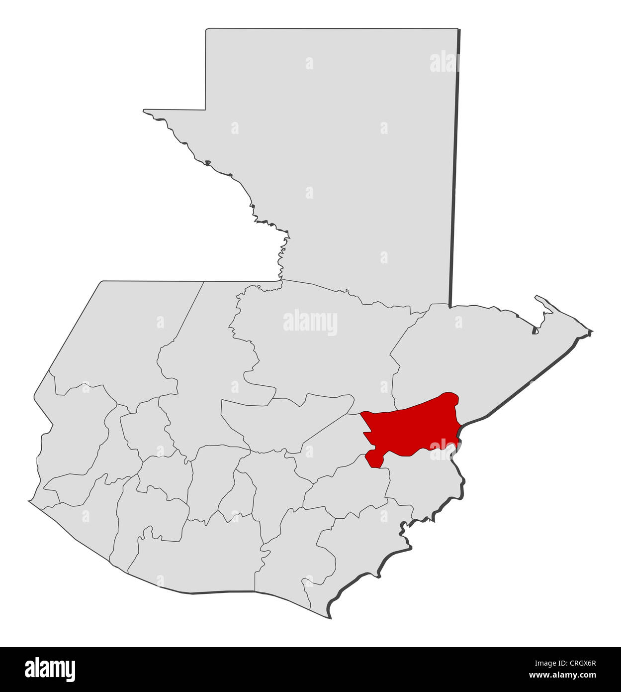 Political map of Guatemala with the several departments where Zacapa is ...