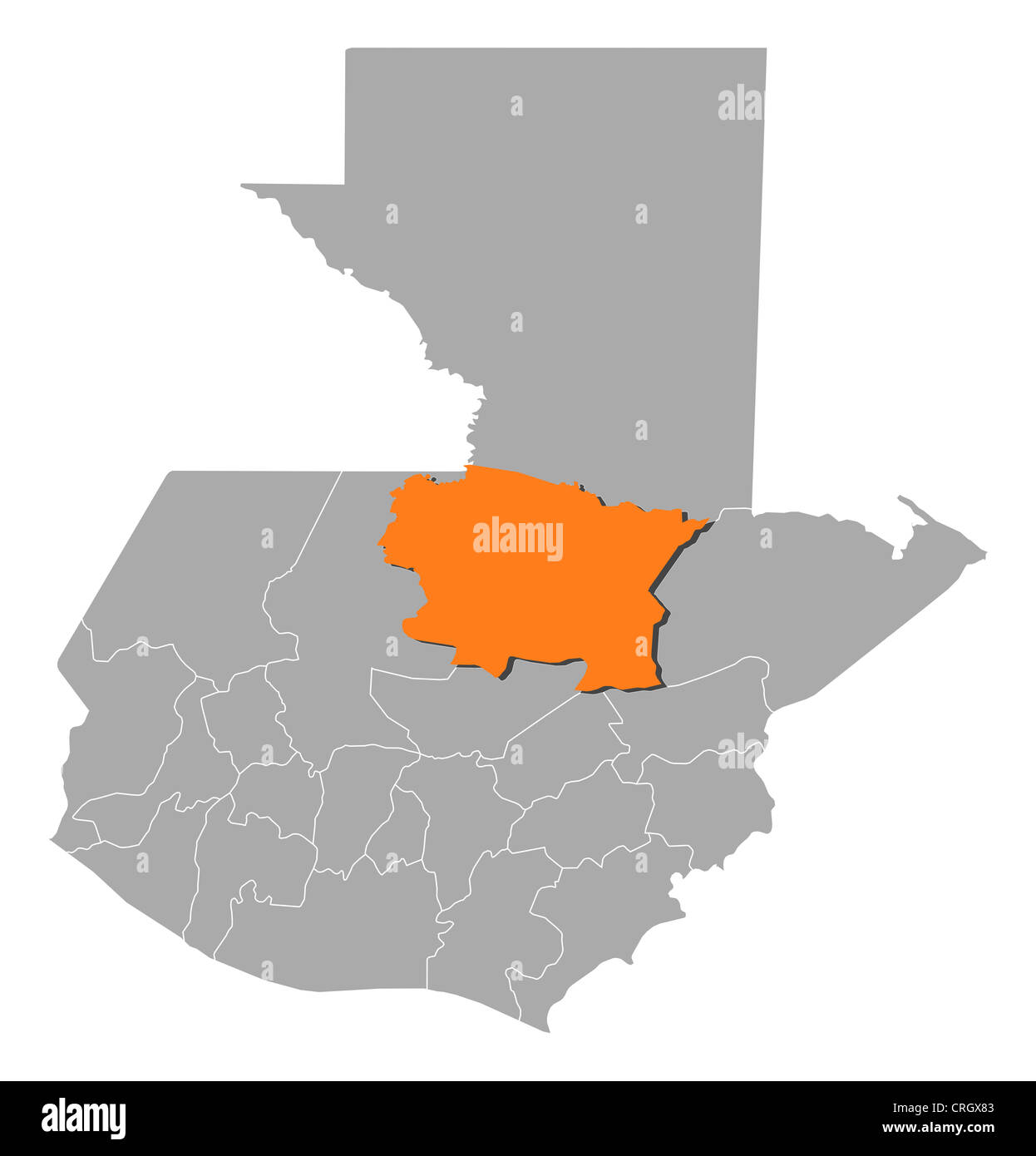 Political map of Guatemala with the several departments where Alta ...