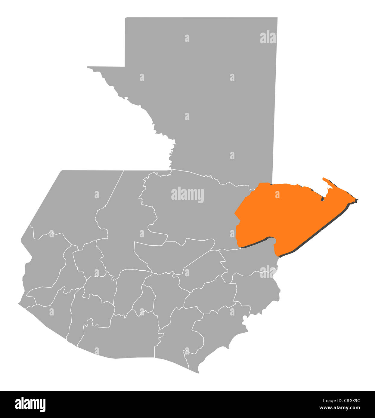 Political map of Guatemala with the several departments where Izabal is ...