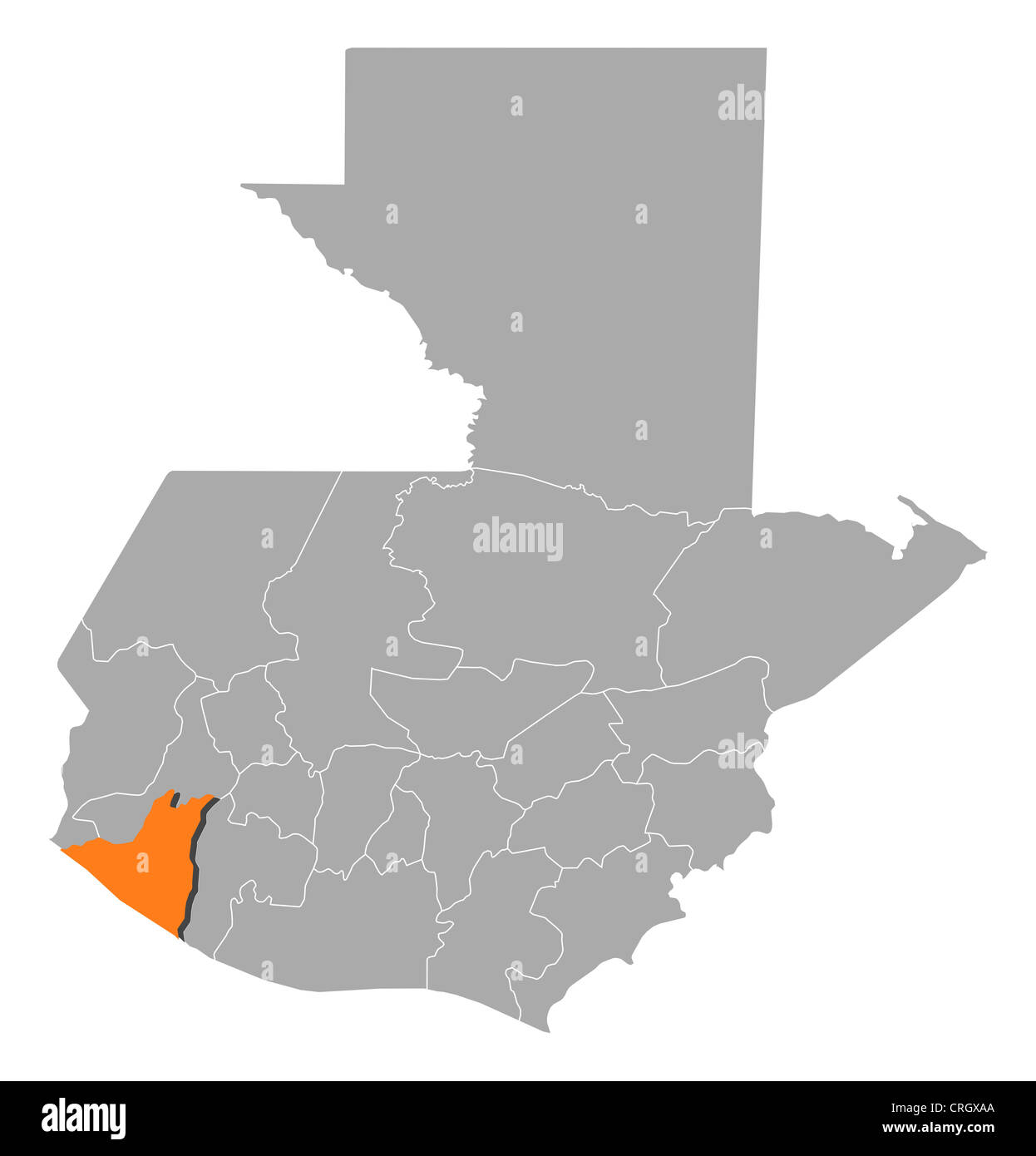 Political map of Guatemala with the several departments where ...