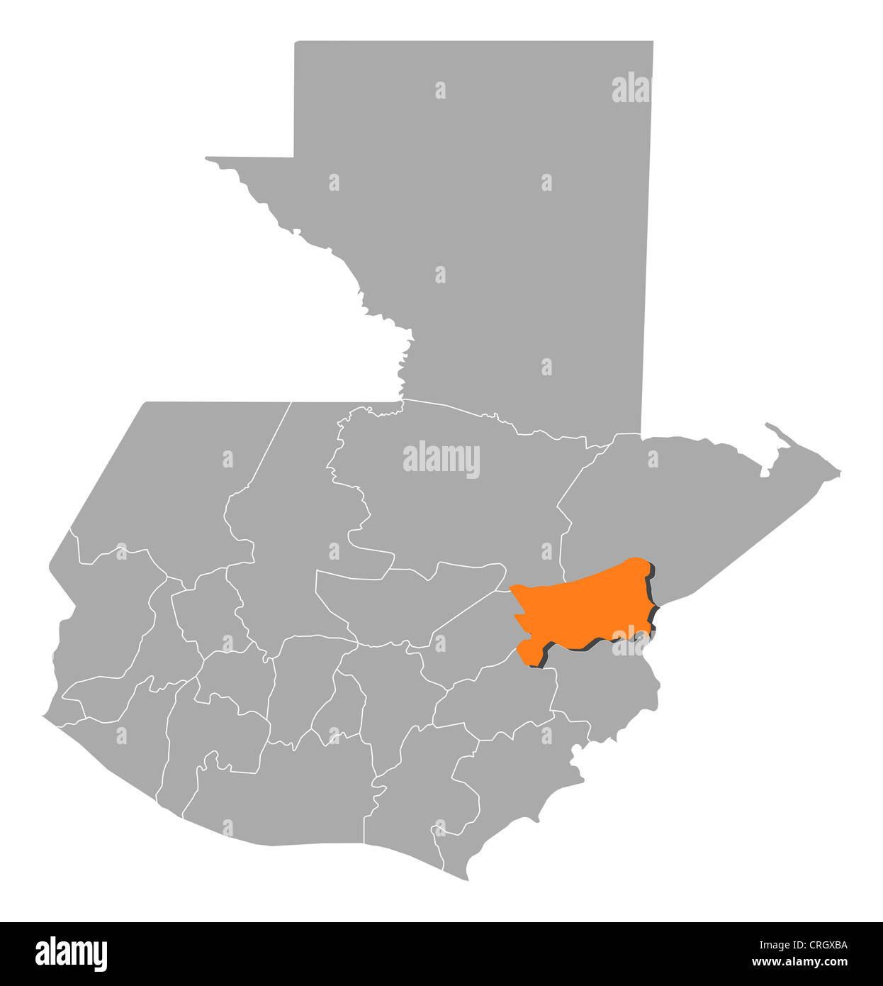 Political map of Guatemala with the several departments where Zacapa is ...