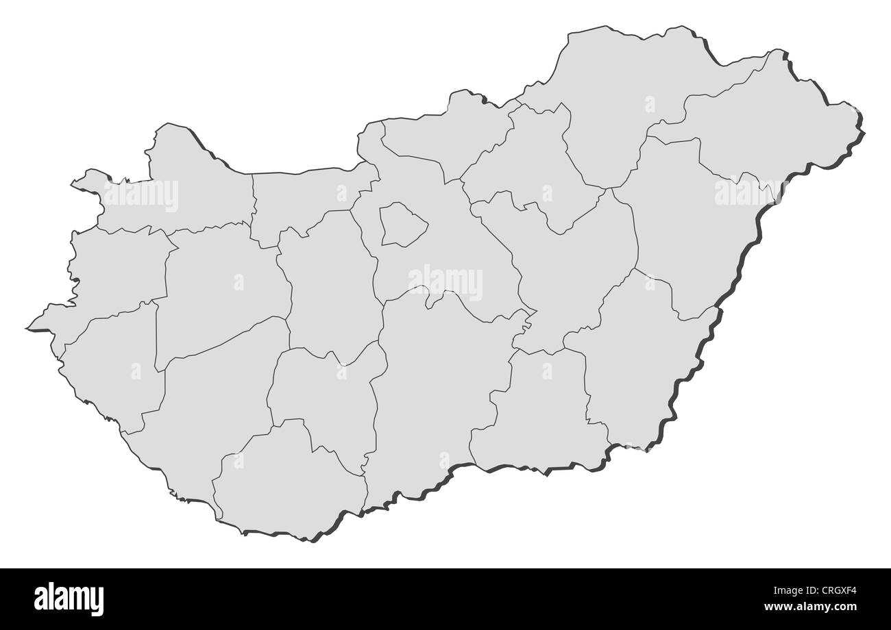 Political map of Hungary with the several counties Stock Photo - Alamy