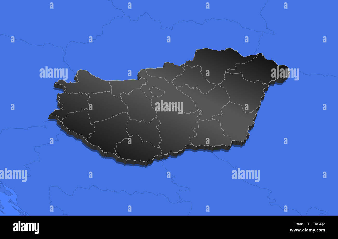 Political map of Hungary with the several counties Stock Photo - Alamy