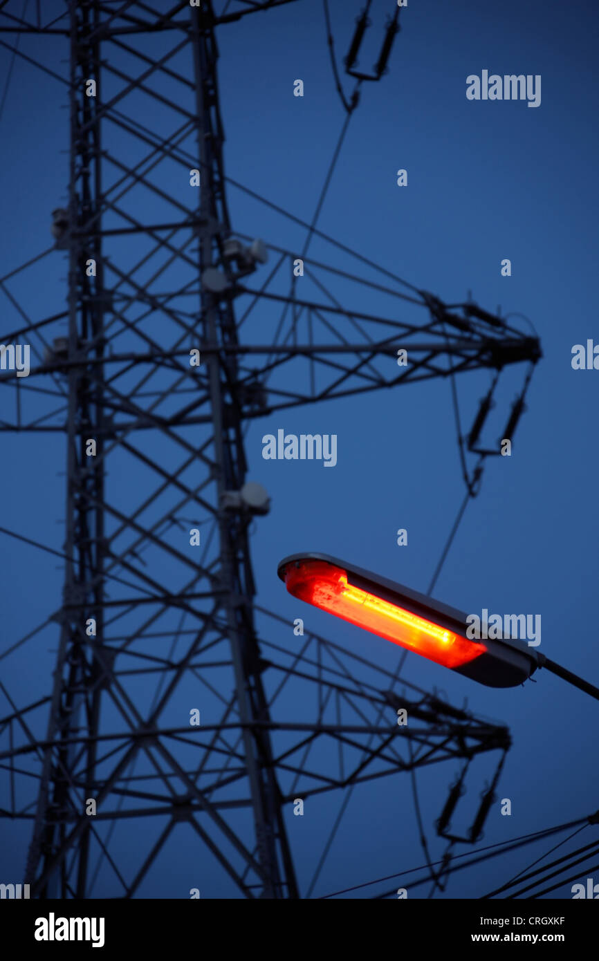 Road lights power pylons hi-res stock photography and images - Alamy