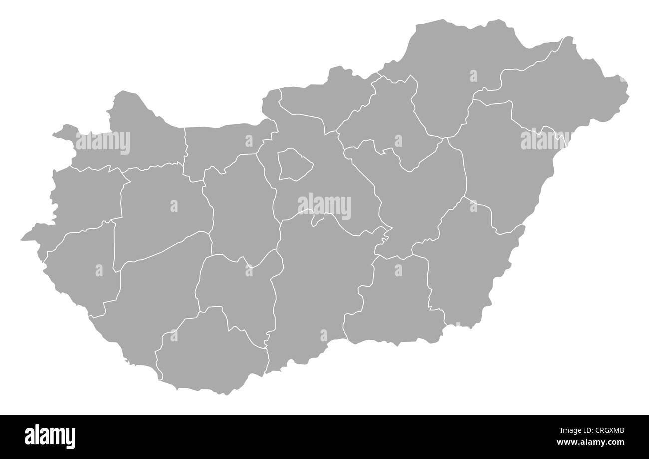 Political map of Hungary with the several counties Stock Photo - Alamy