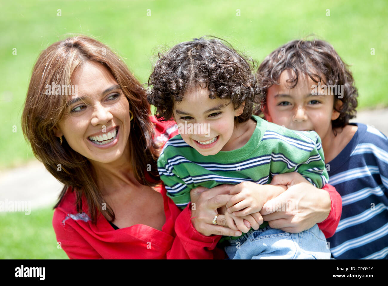 family portrait, mother with her two sons Stock Photo - Alamy