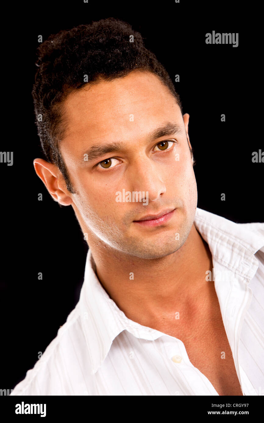 fashion man portrait with open shirt Stock Photo - Alamy