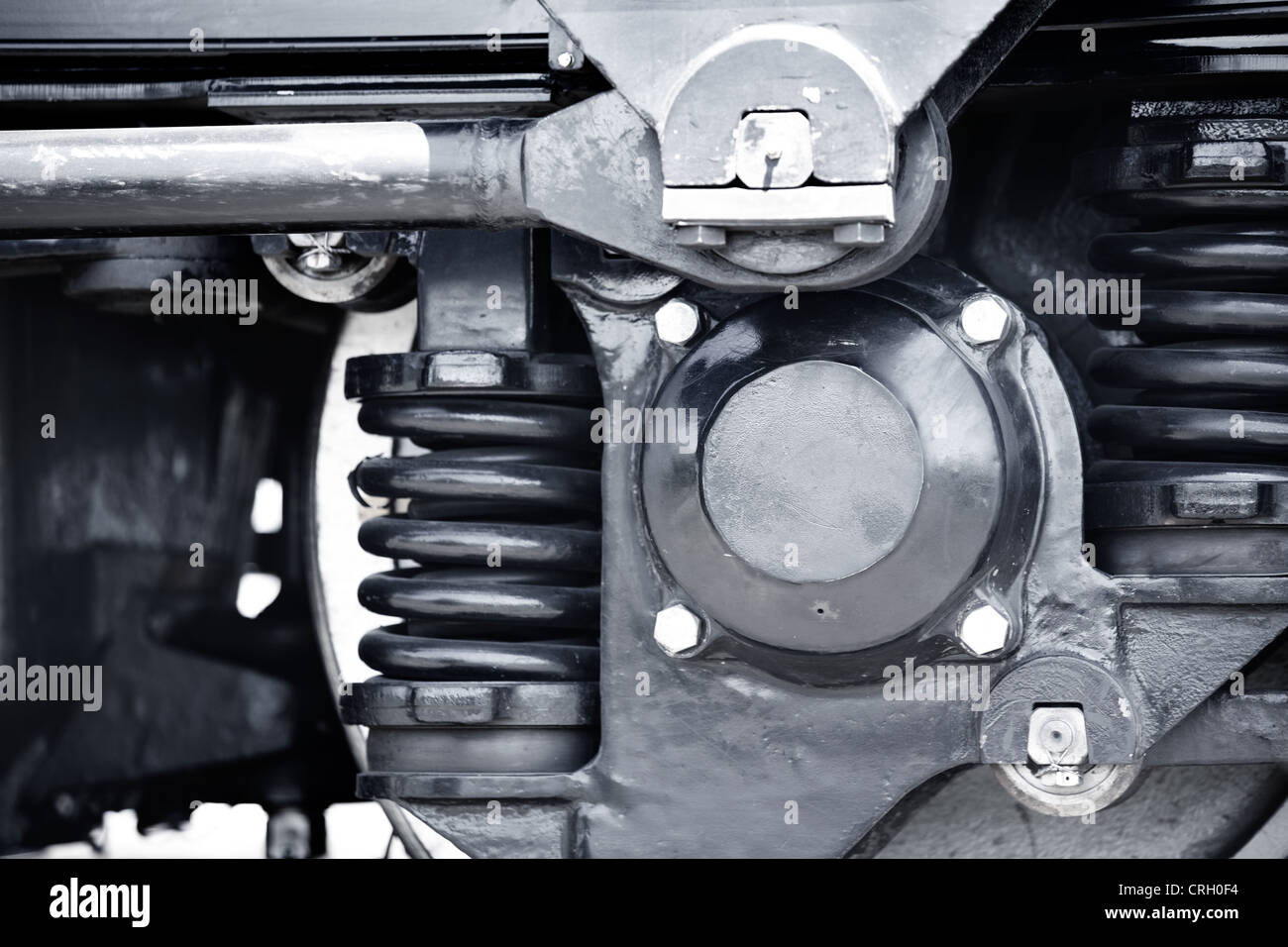 Metal details of the train engine. Close-up photo Stock Photo - Alamy