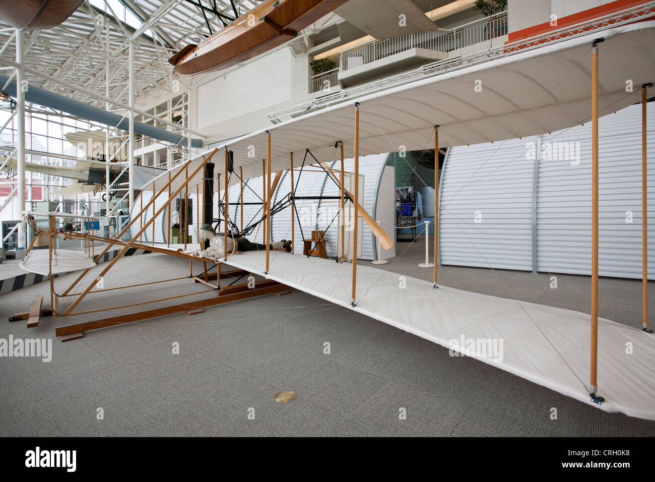 Wright Flyer airplane 1903 (reproduction). The World´s first powered ...