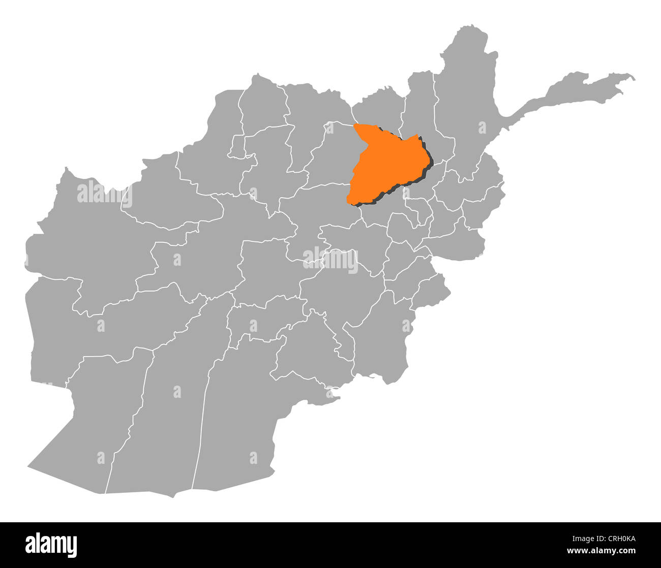 Political map of Afghanistan with the several provinces where Baghlan ...