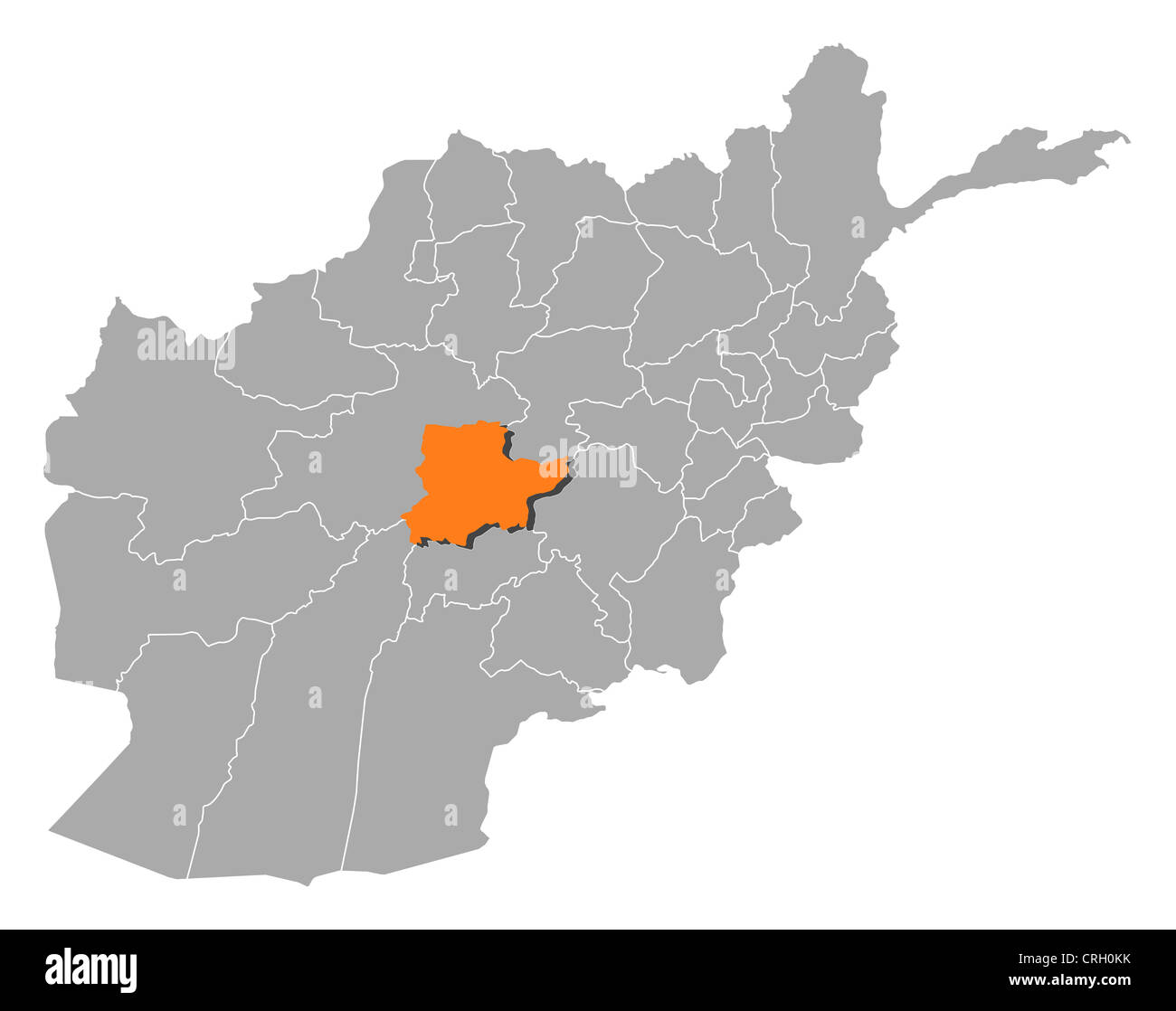 Political map of Afghanistan with the several provinces where Daykundi ...
