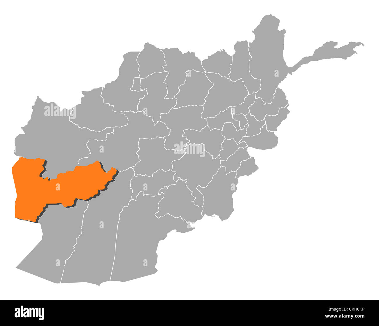 Political map of Afghanistan with the several provinces where Farah is ...
