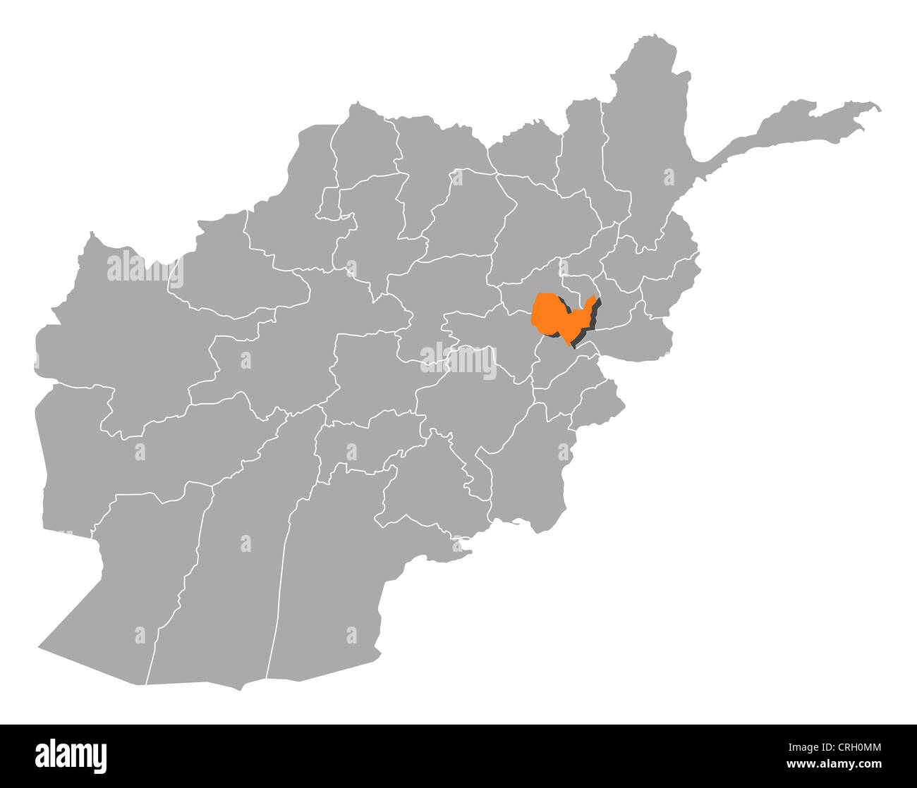 Political map of Afghanistan with the several provinces where Kabul is ...