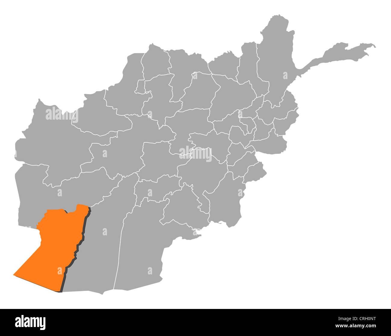 Political map of Afghanistan with the several provinces where Nimruz is ...