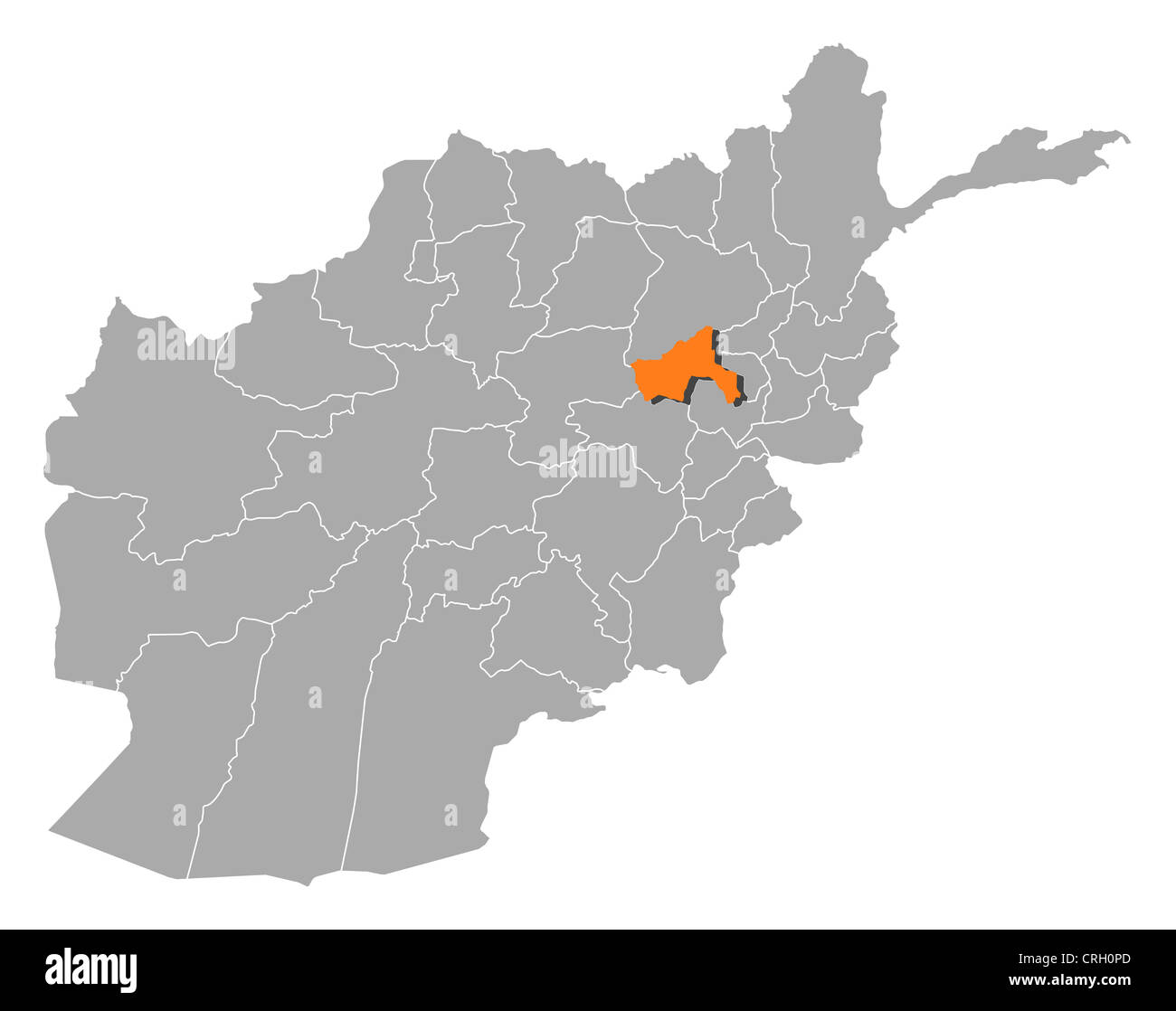 Political map of Afghanistan with the several provinces where Parwan is ...