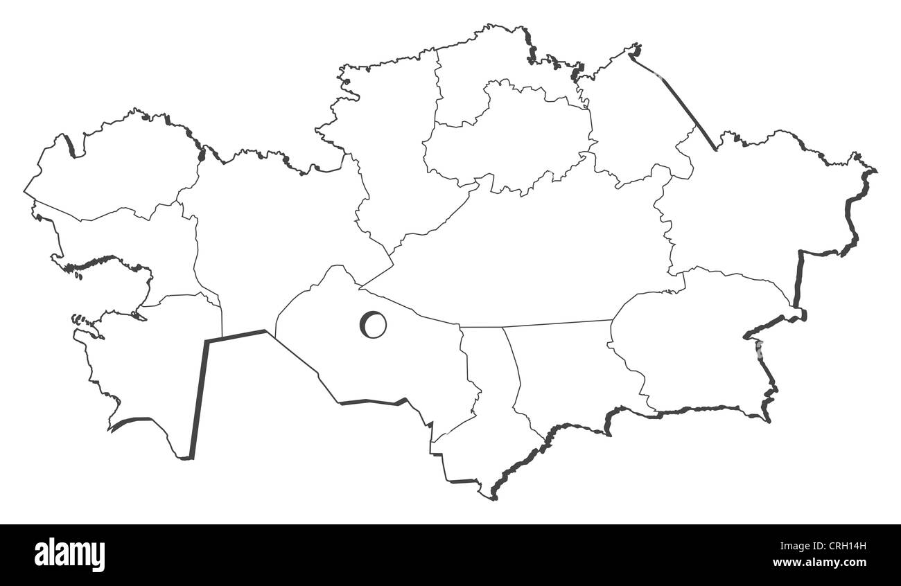 Political map of Kazakhstan with the several regions Stock Photo - Alamy