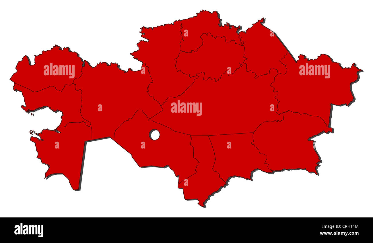 Political map of Kazakhstan with the several regions Stock Photo - Alamy