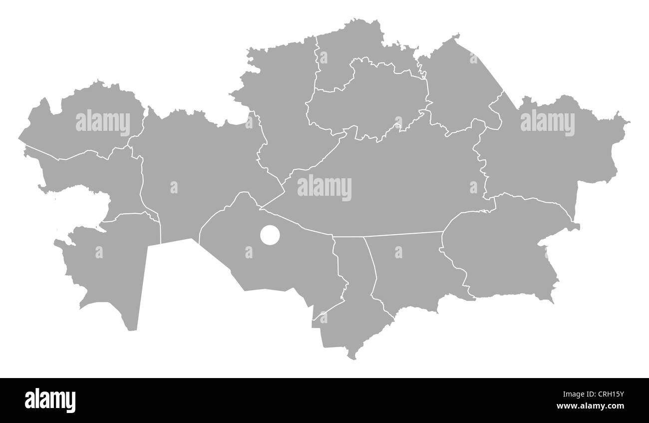 Political map of Kazakhstan with the several regions Stock Photo - Alamy