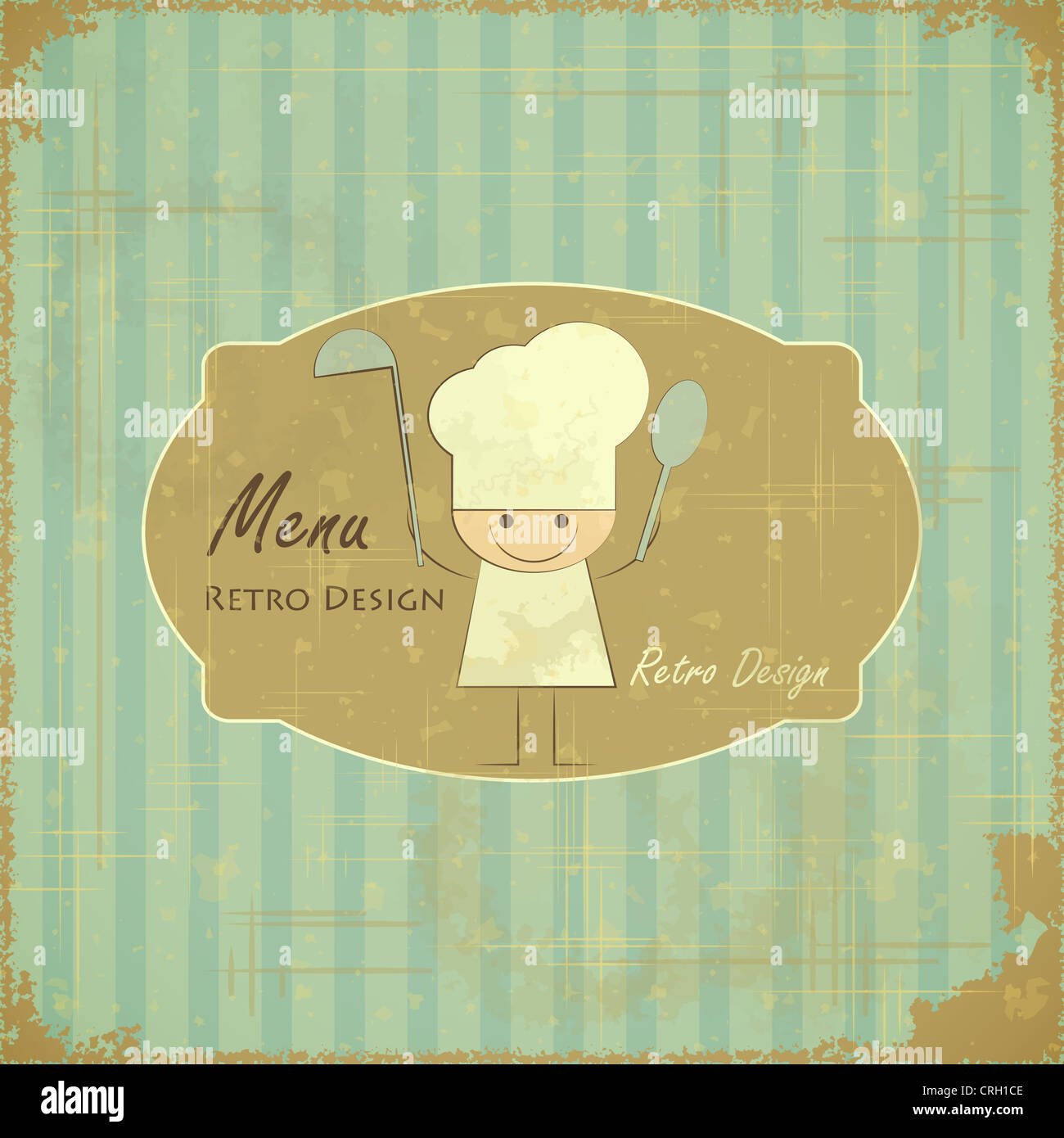 Vintage Menu Card Design with chef in Retro Style - illustration Stock ...