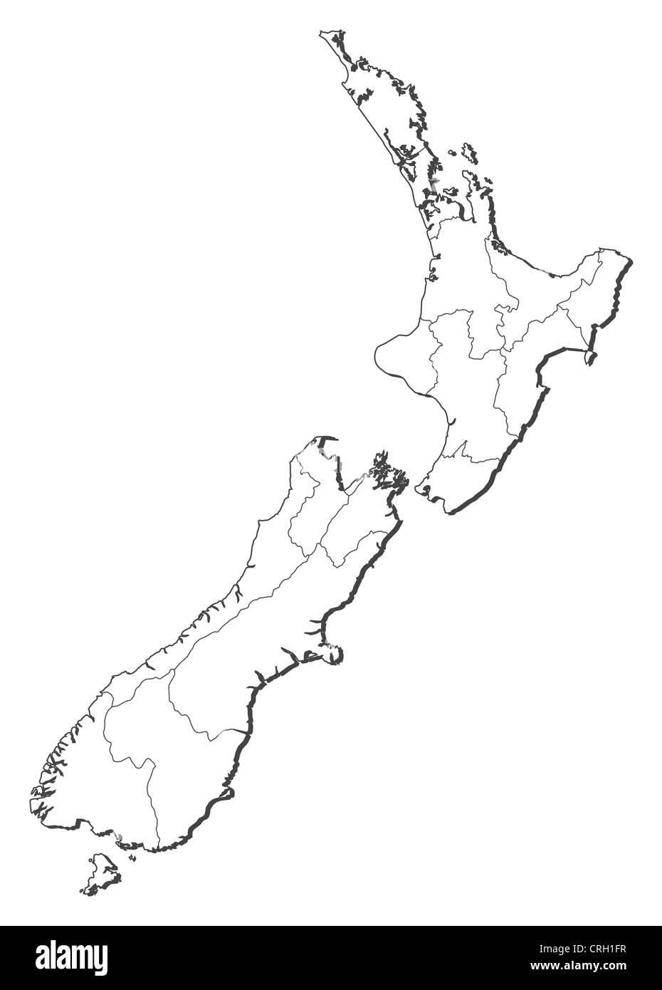 Political map of New Zealand with the several regions Stock Photo - Alamy
