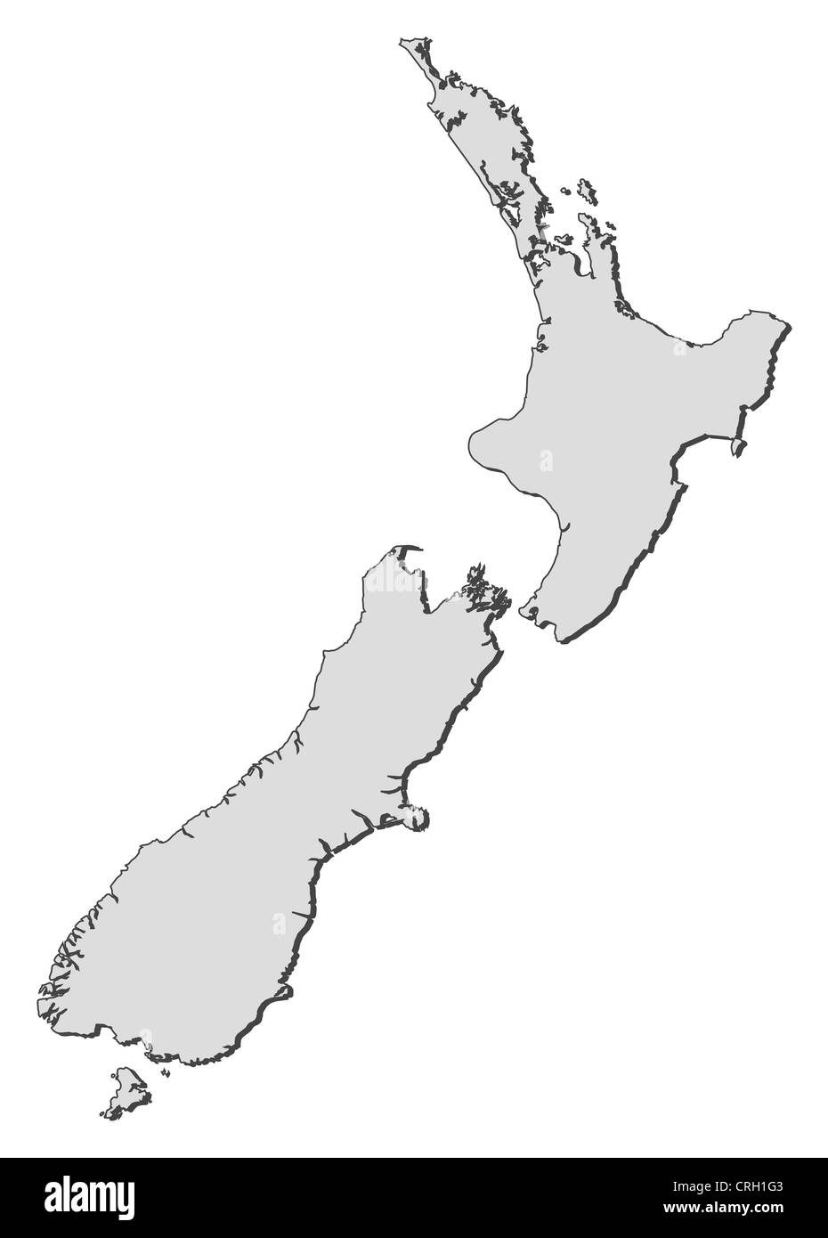 Political map of New Zealand with the several regions Stock Photo - Alamy