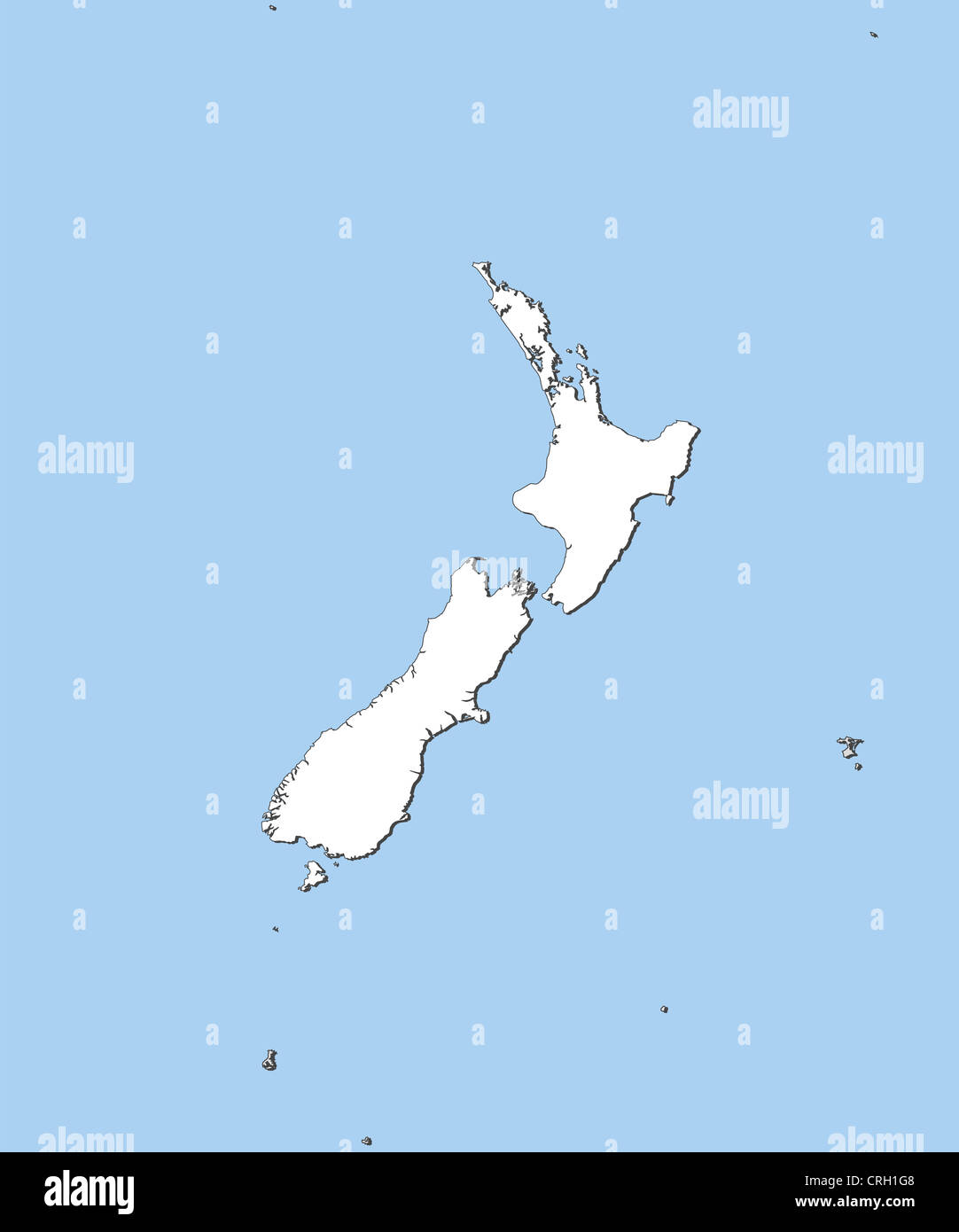 Political map of New Zealand with the several regions Stock Photo - Alamy