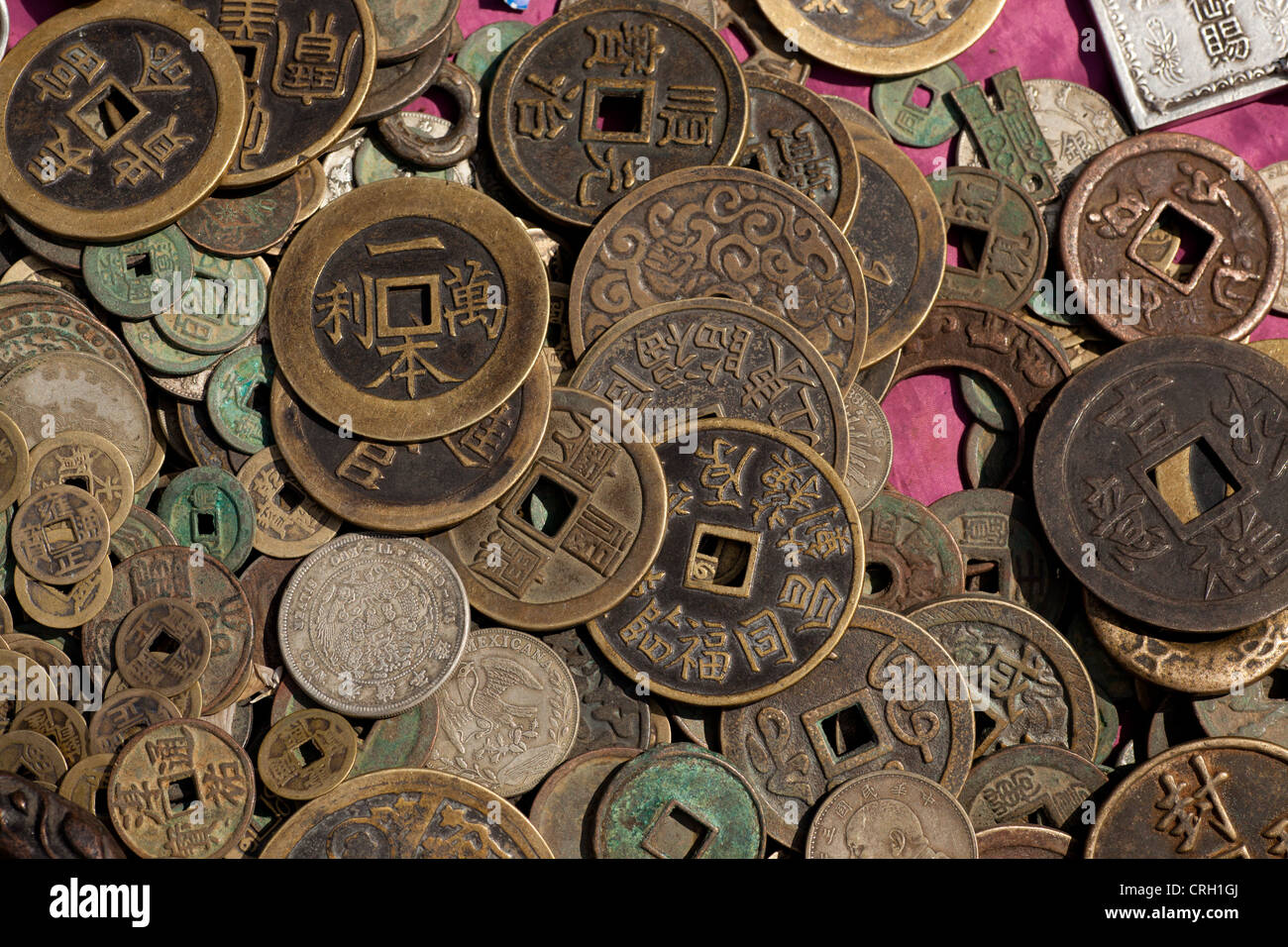 Old Chinese coins for sale at Panjiayuan flea market, Beijing, China ...