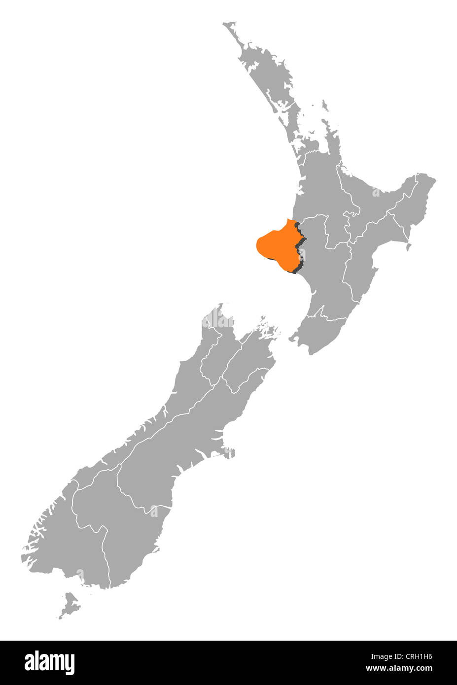 Political map of New Zealand with the several regions where Manawatu ...