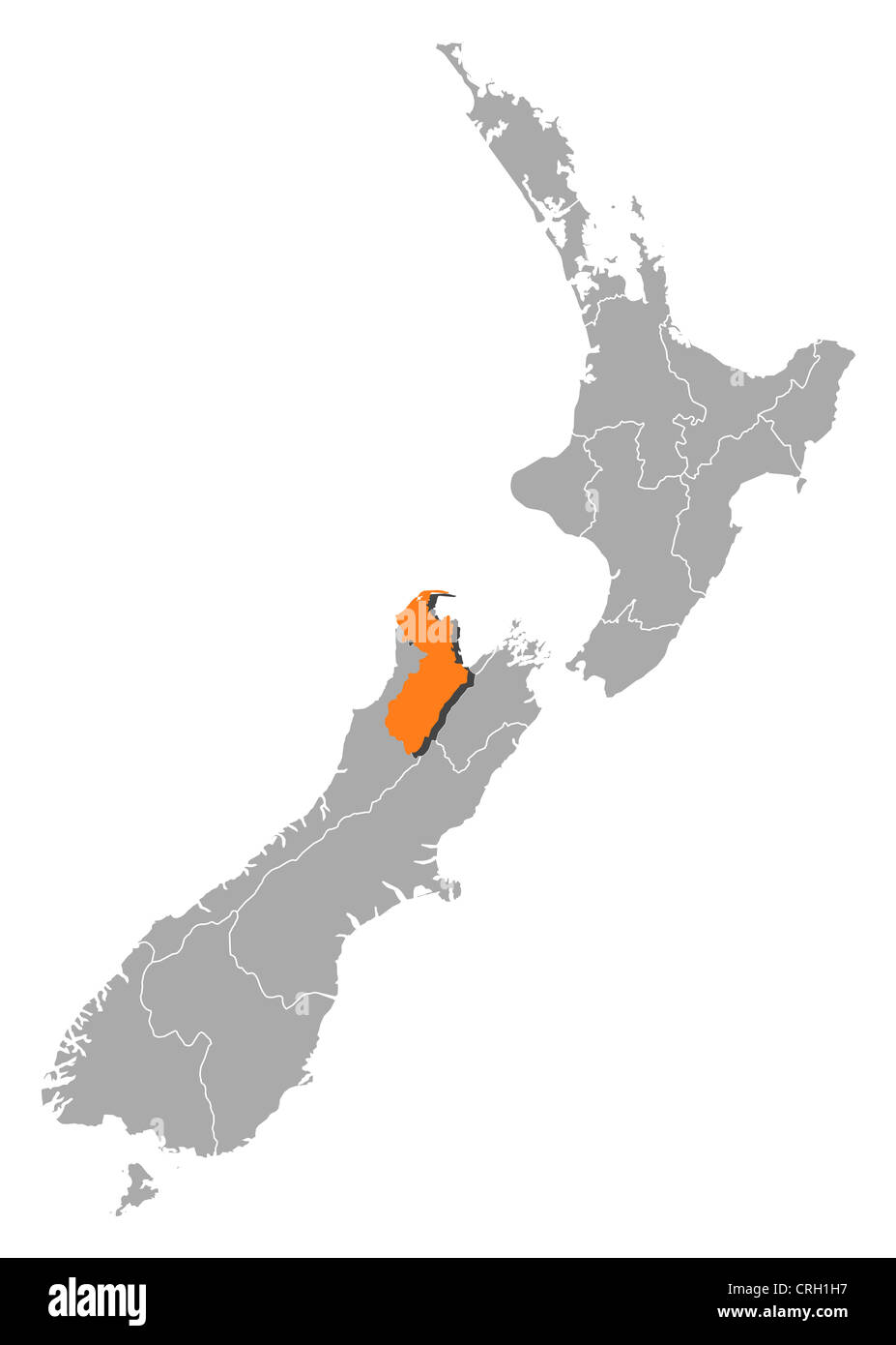 Political map of New Zealand with the several regions where Marlborough ...